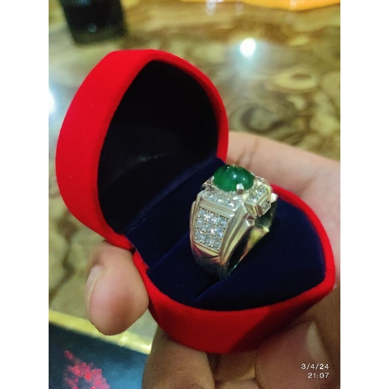 (promosi dari harga rm300) Cincin silver 925 berlian permata zamrud ...