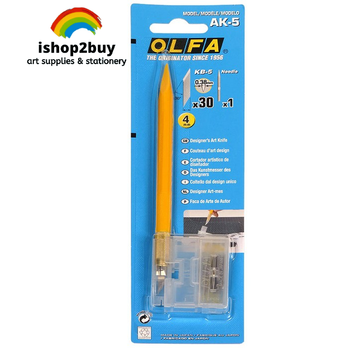 OLFA Designer's Art Knife with Blade Refill 4mm (AK-5, KB-5/30B) Spatula Edge Artist, Craft ...