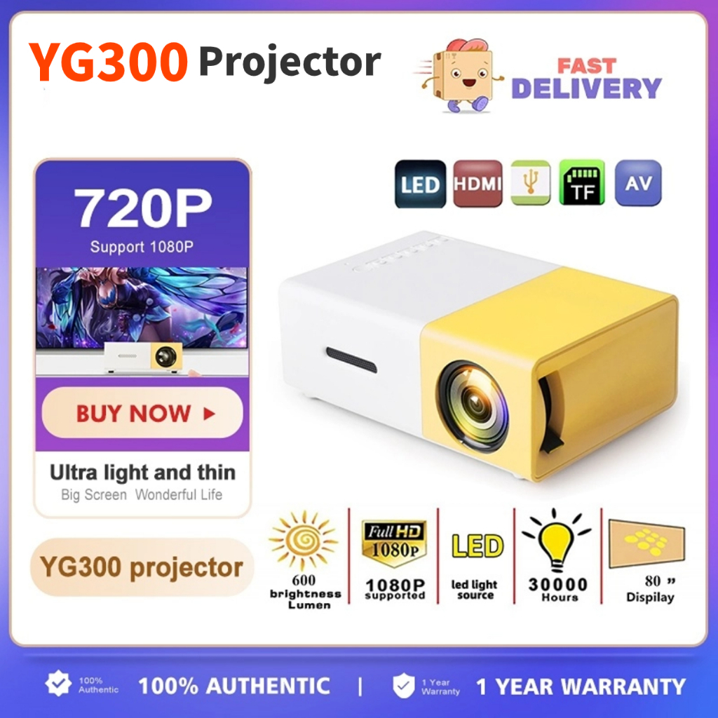 YG300 mini projector suitable for mobile phone, laptop, portable home ...