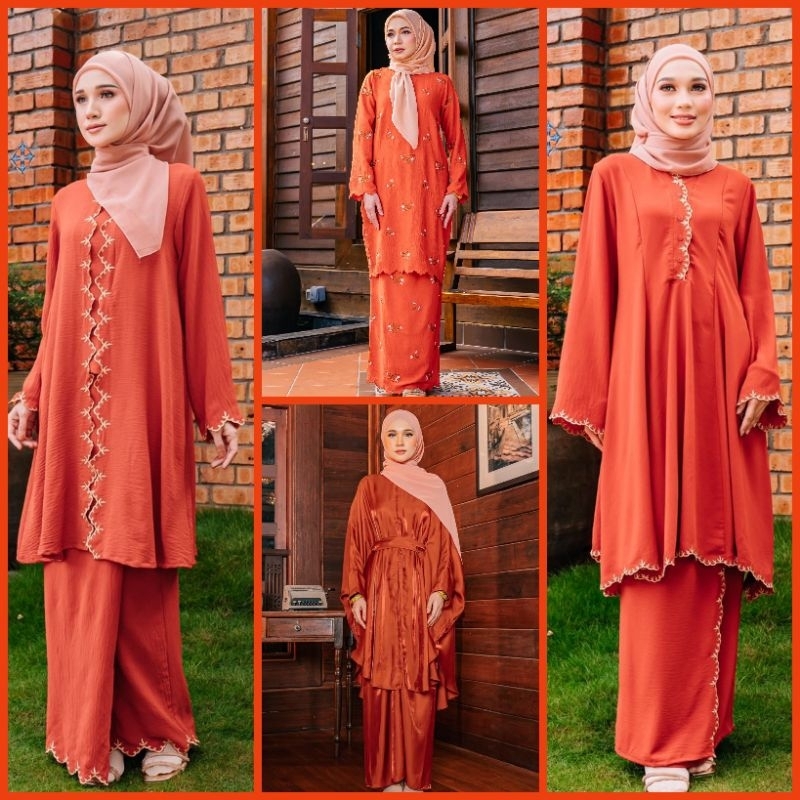 KOLEKSI BAJU KURUNG BRICK ORANGE HAURABELLE 🔸READY STOCK🔸 BAJU ...