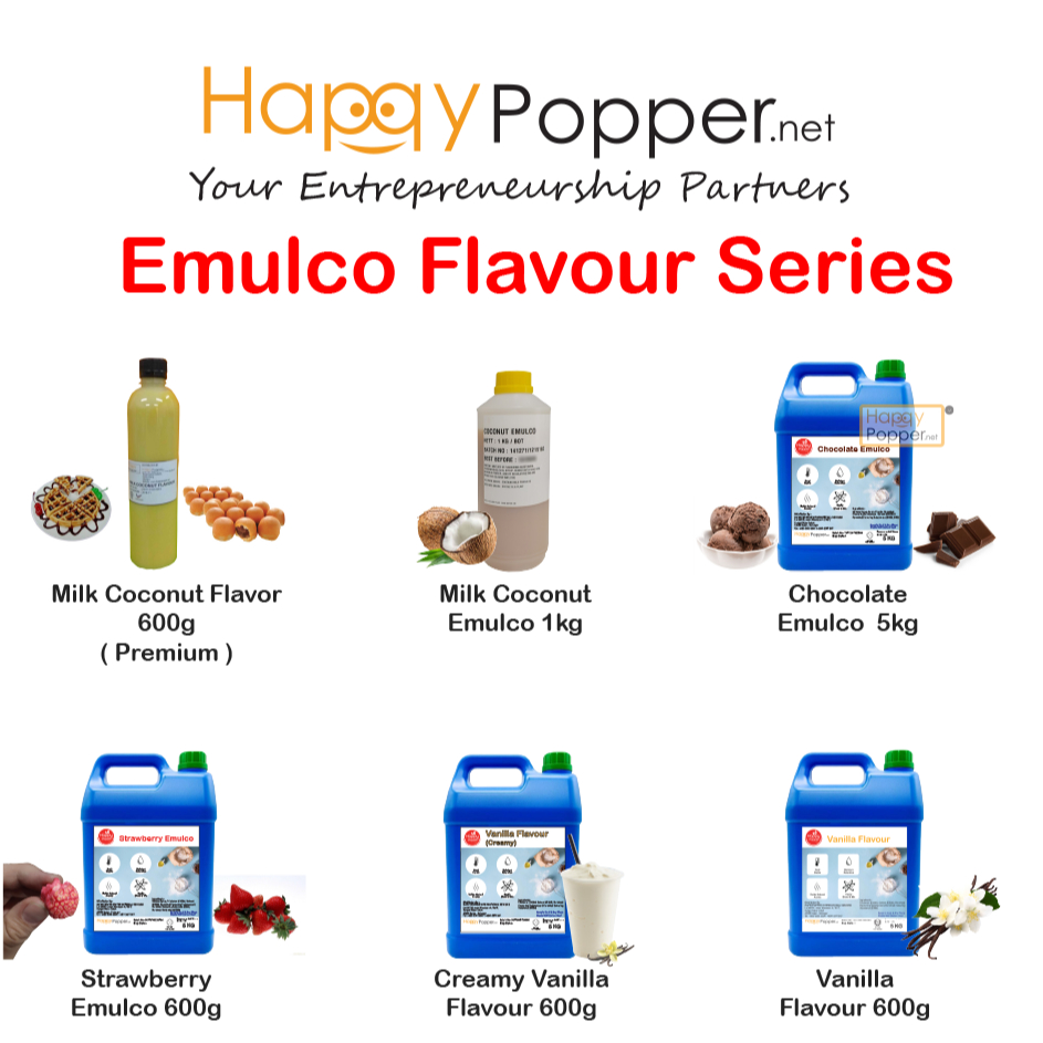 Happypopper Coconut Emulco Chocolate Flavour Creamy Vanilla Strawberry ...