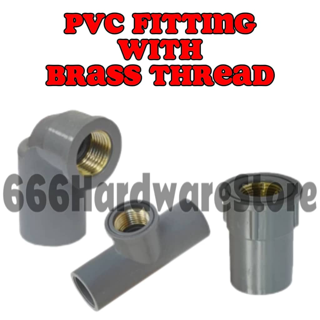 PVC Fitting PT Elbow, Socket & Tee (Brass Threaded)1/2" Penyambung Paip ...