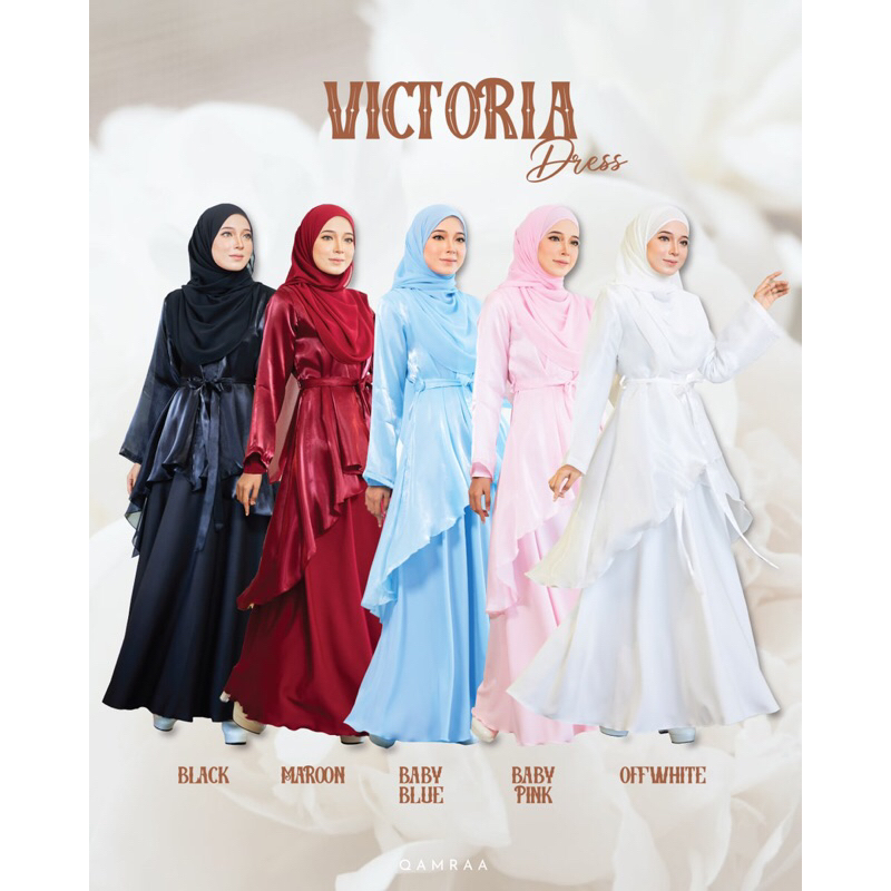 Victoria Dress RTW by Qamraa Baby Blue Dress Baju Raya 2024 | Shopee ...