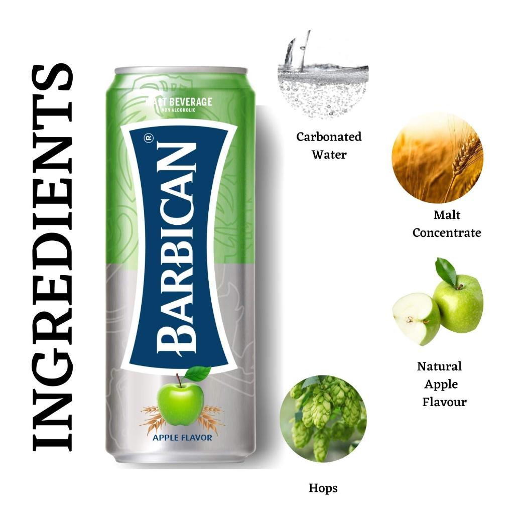 Barbican Can (250ml × 4 Pieces) 1 Box - Apple [Pure Halal] - Minuman ...