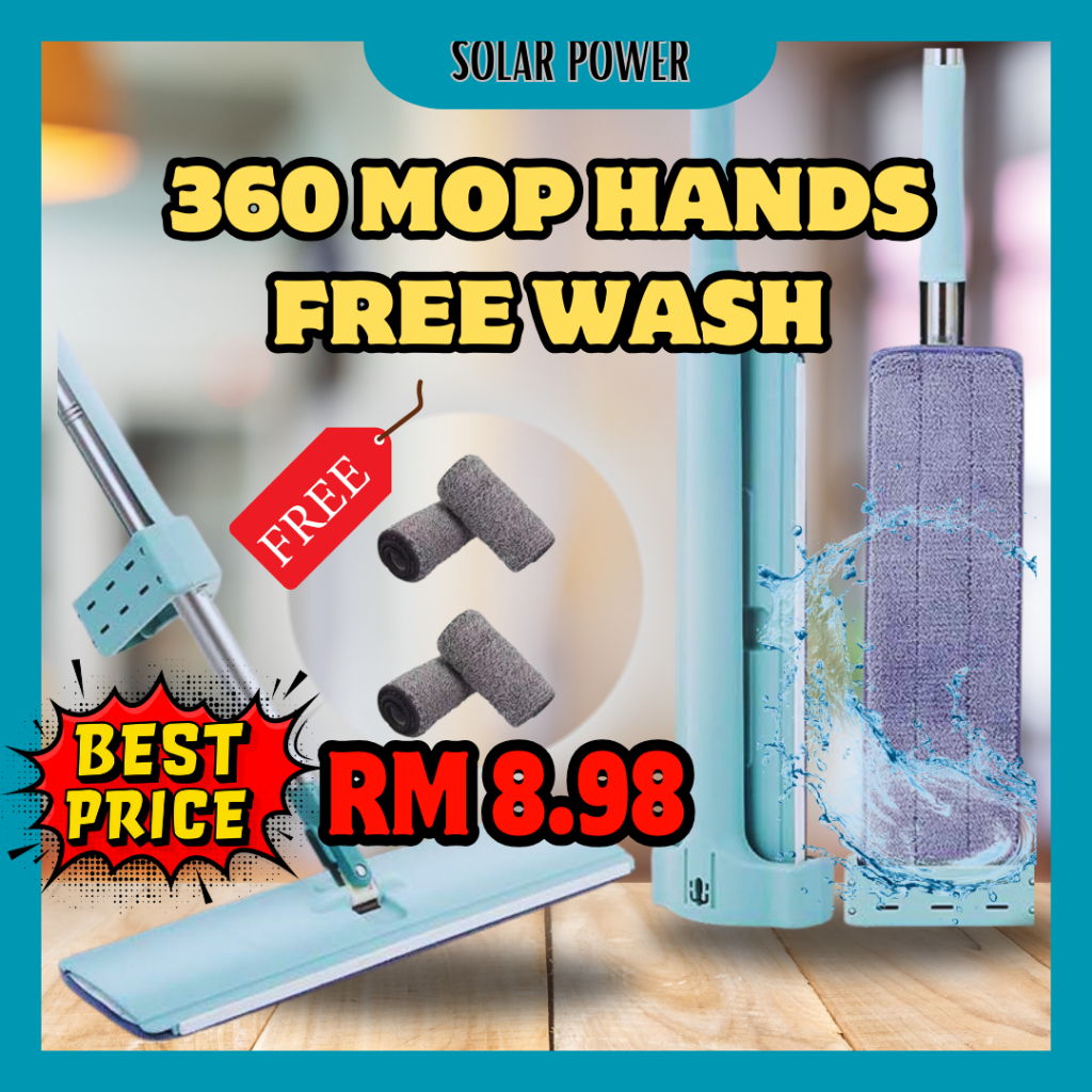 Easy Mop Hand Free/ DRY FLAT MOP MAGIC MOP Lantai 360 Rotation SELF ...