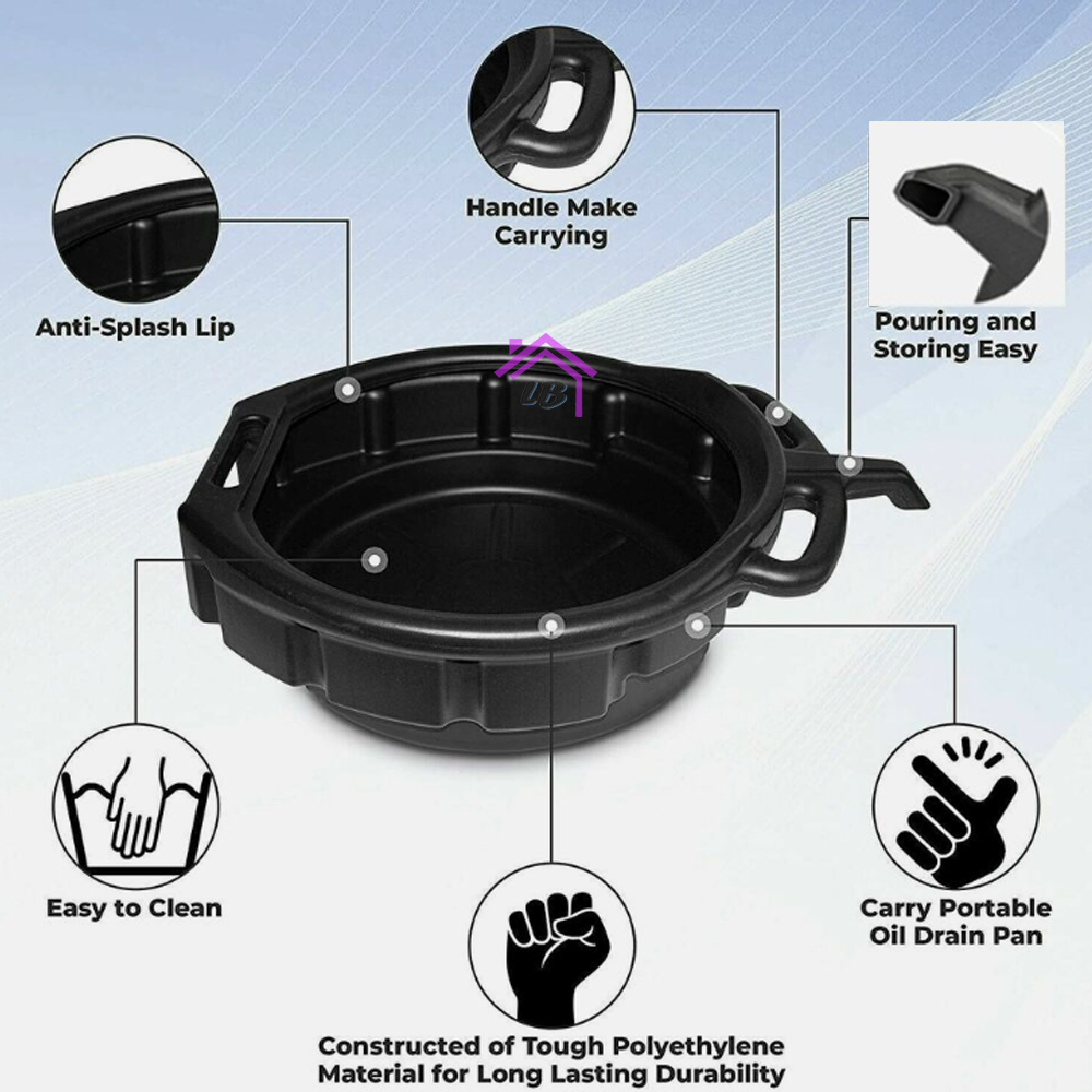 15L Oil Drain Pan Engine Oil Collector Tank Bekas Minyak Hitam Minyak ...