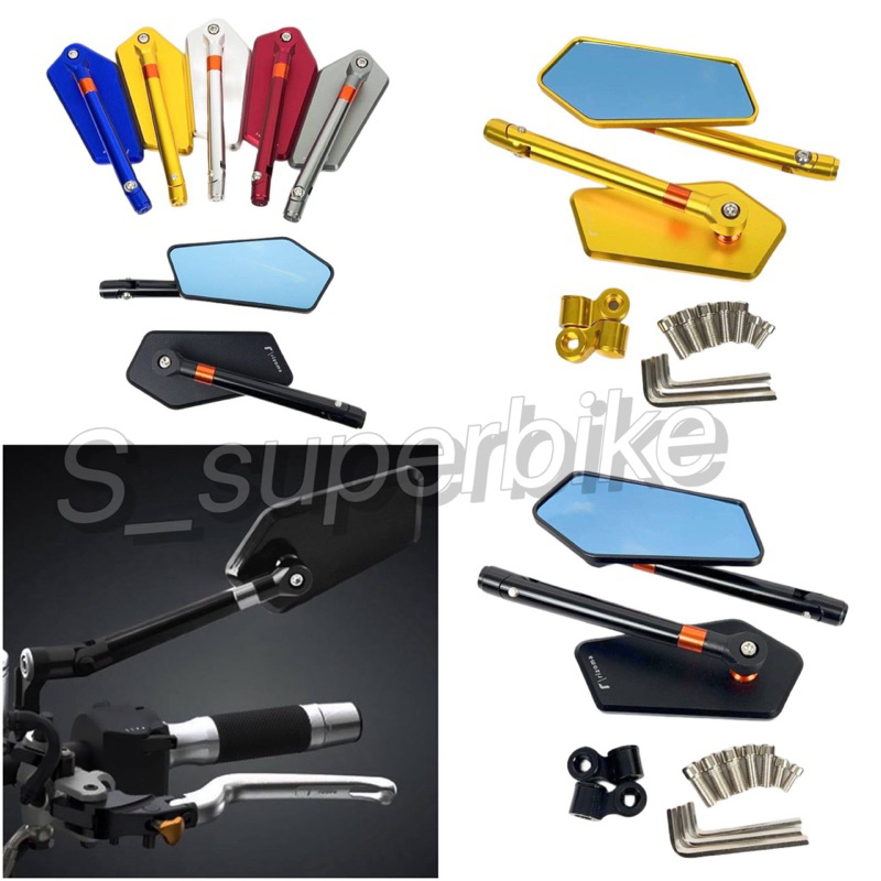 New Arrival 2pcs Universal Motorcycle Rearview Mirror E-bike Blue Glass ...