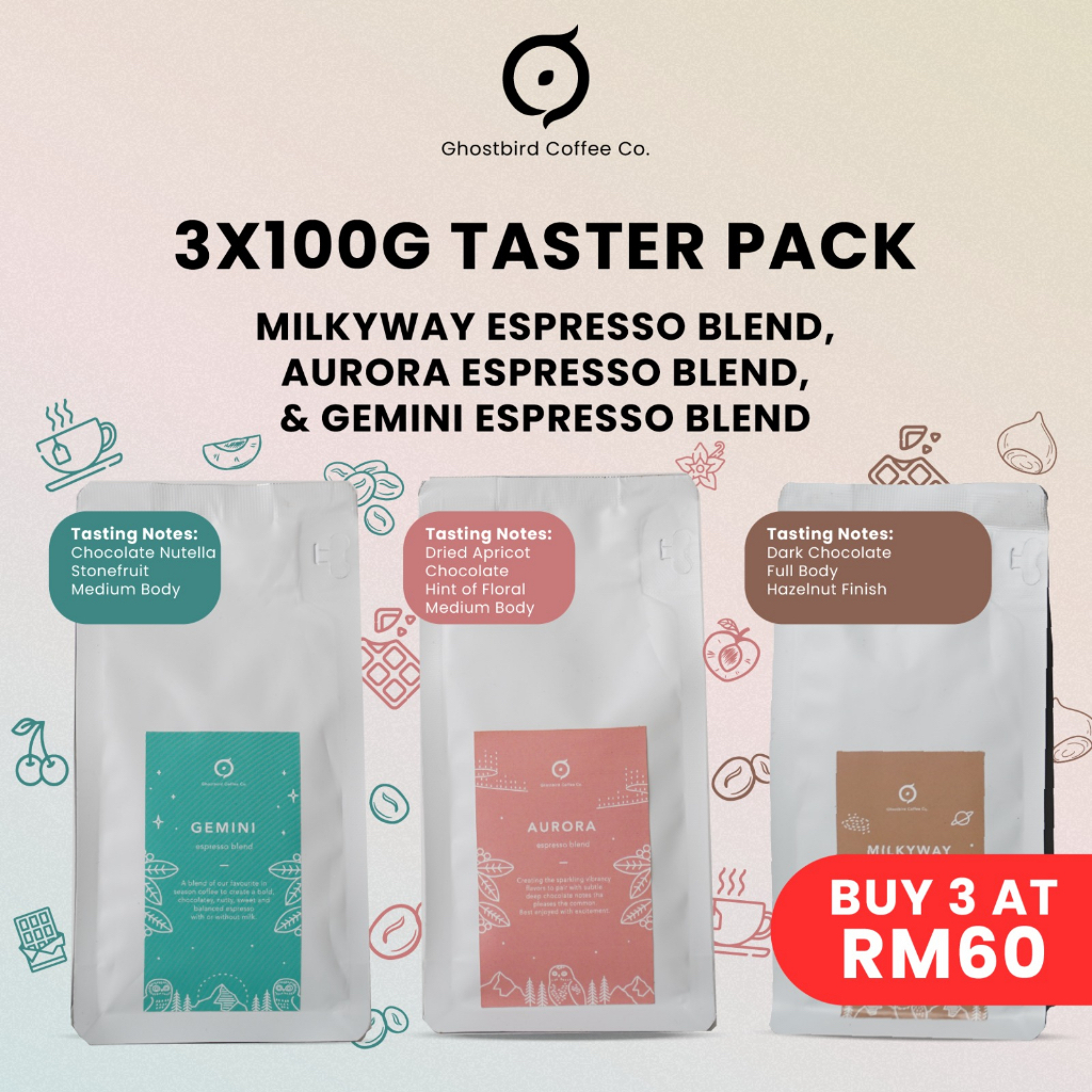 3 x 100g Coffee Bean Taster Pack ( Espresso / Filter )🦉 GHOSTBIRD ...