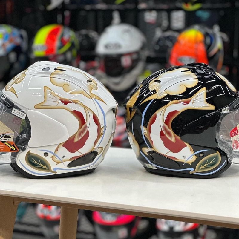 HELMET ARAI VZ RAM KOI WHITE/BLACK READY STOCK | Shopee Malaysia