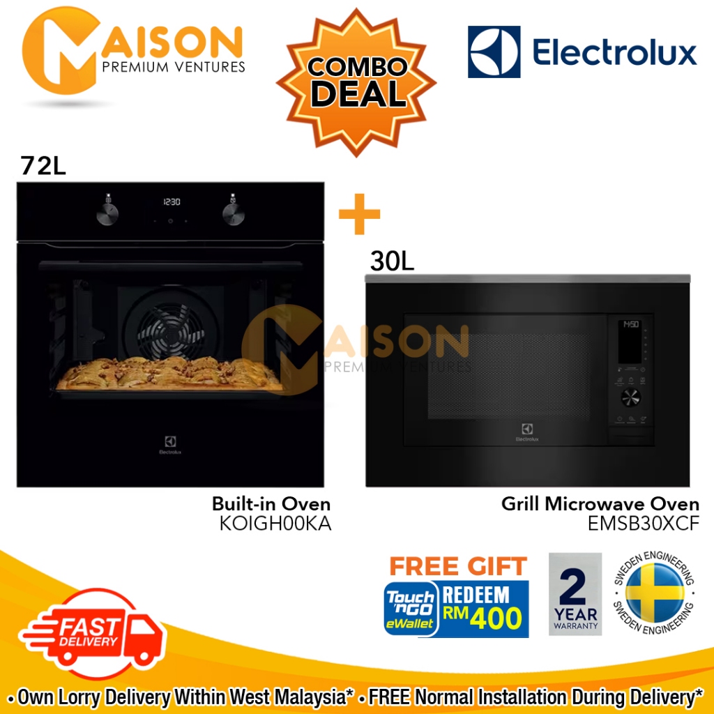 [Combo] Electrolux Built in Oven 72L KOIGH00KA + Electrolux Built-in ...