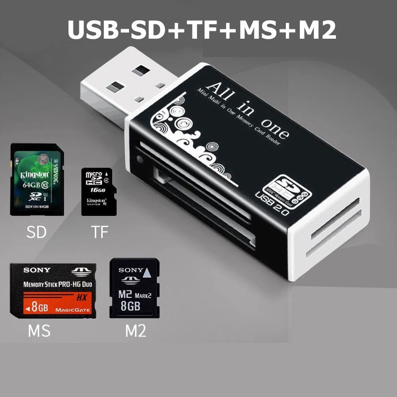 Card Reader:4-in-1 Micro USB2.0 Card Reader USB 2.0-SD/TF/MS/MT Adapter ...