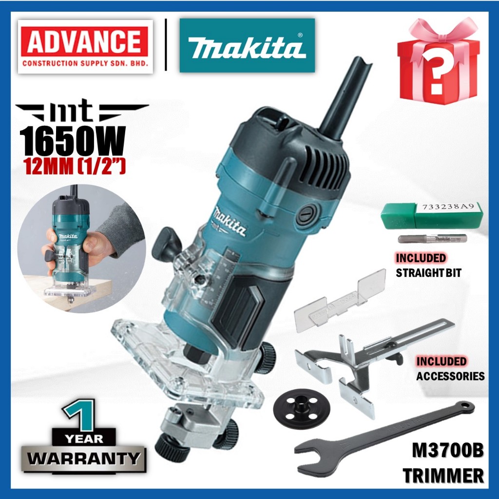 MAKITA MT SERIES M3700 / M3700B Wood Trimmer 530W 6MM (1/4') | Shopee ...