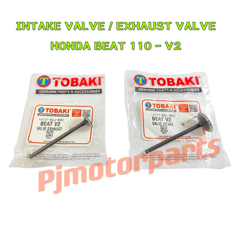 BEAT 110 - V2 ( 100% ORIGINAL TOBAKI ) IN INTAKE & EX EXHAUST VALVE ...