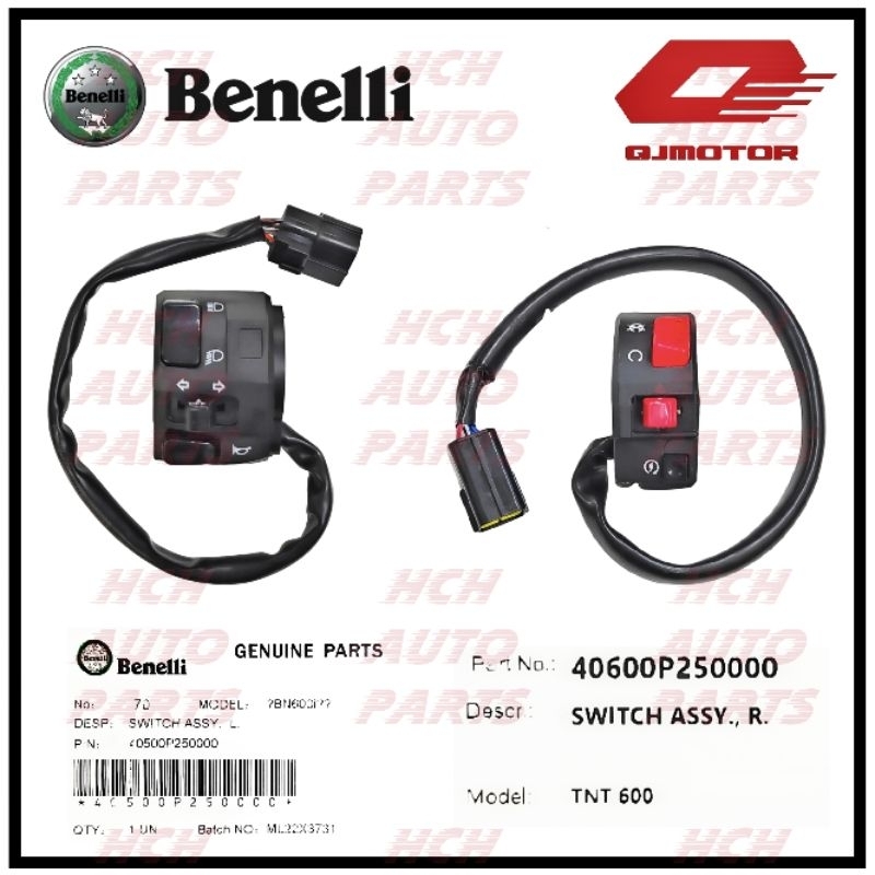 HANDLE SWITCH ASSY (LH & RH) - BENELLI - TNT 600/ 600S - R/H ...
