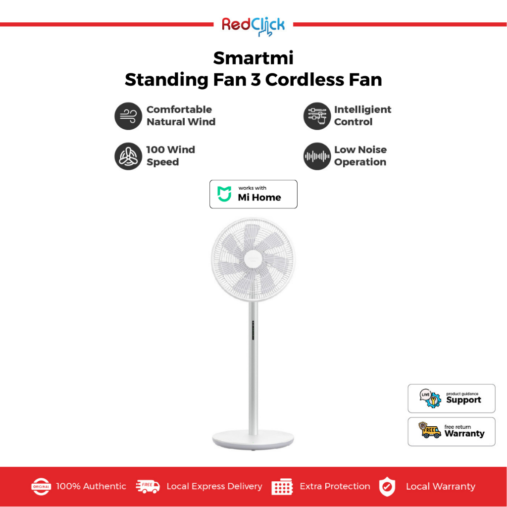 Smartmi Standing Fan 3 Fresh Anion Generator Cordless Fan Up to 20 ...