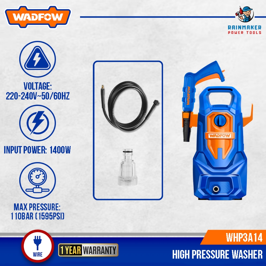 Wadfow High pressure washer (1400W/Max pressure: 110Bar (1595PSI)/Flow ...