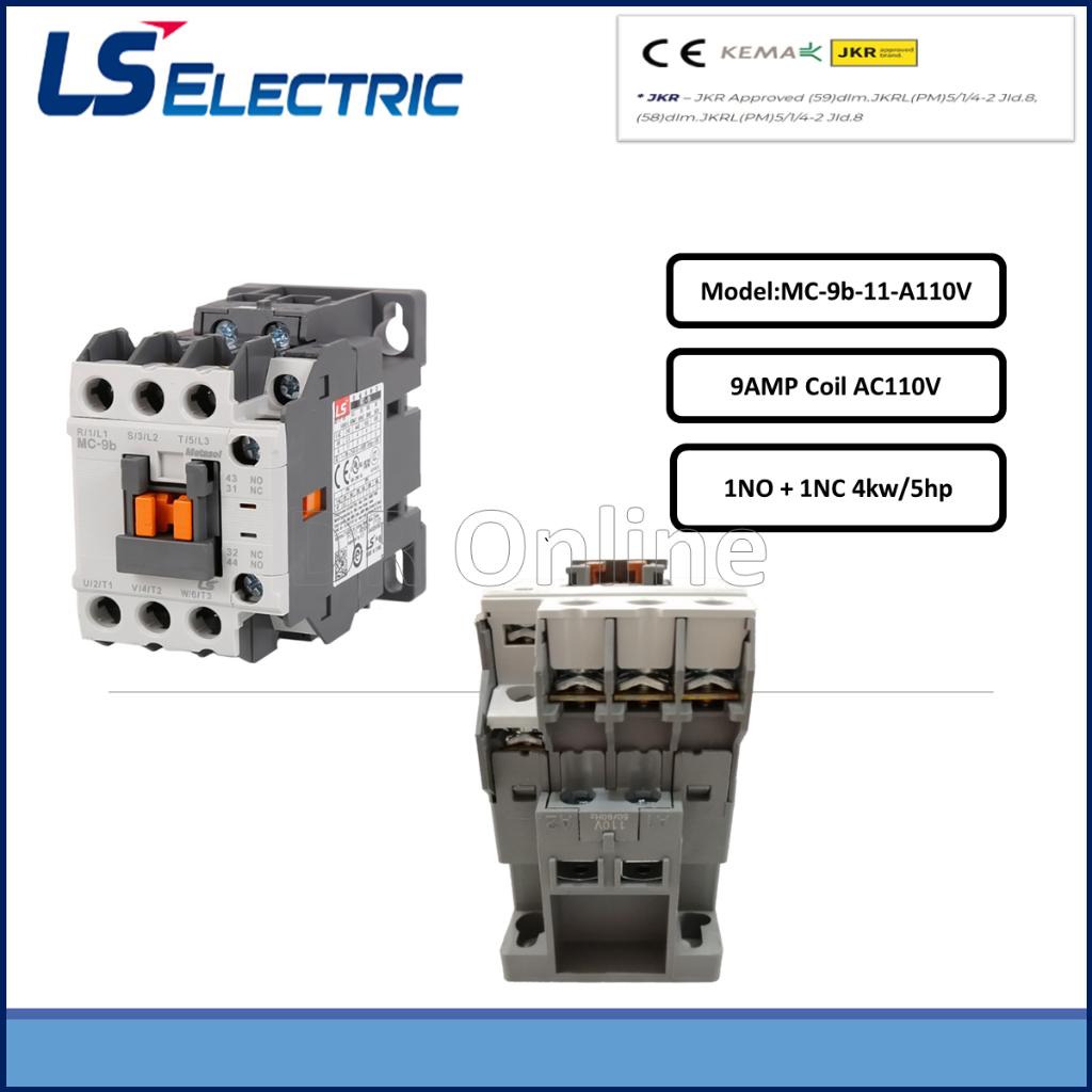 LS AC METASOL CONTACTOR, 4KW/5HP ~ 9A ~ 1NO+1NC ~ 110VAC,24VAC,240VAC ...