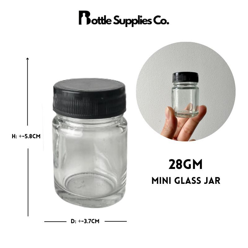 28gm Glass Jar/ Round Glass Container/ Cosmetic Cream Jar | Botol Kaca ...