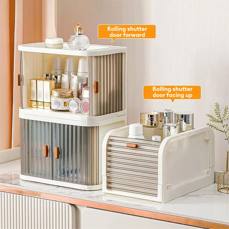 Folding Storage Box Stackable Cabinet Container With Door Multi ...