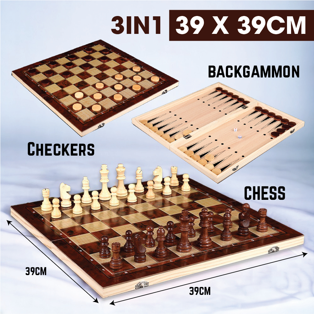 Chess Set Board Wooden Magnetic Foldable Chess Board Portable Papan ...