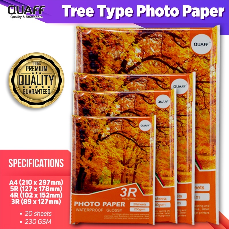 QUAFF Glossy Photo Paper 3R | 4R | 5R | A4 Size 230gsm || 180gsm ...