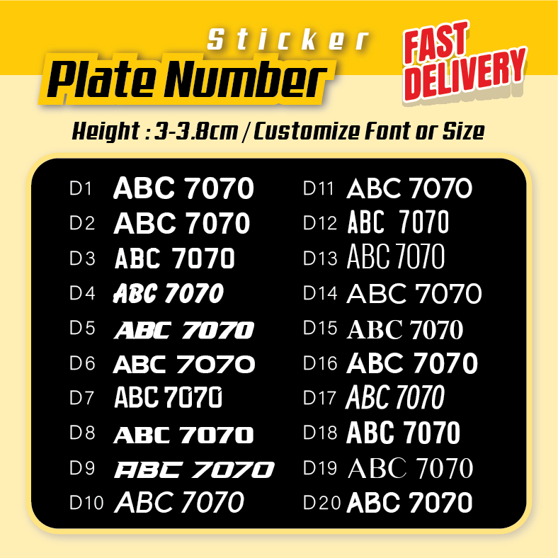 sticker number plate motorcycle depan belakang custom depan-SET ...