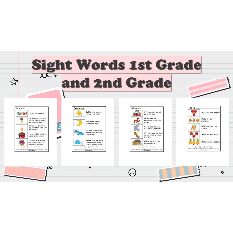 [P269] 89 pages Sight Words 1st Grade and 2nd Grade Worksheet for Pre ...