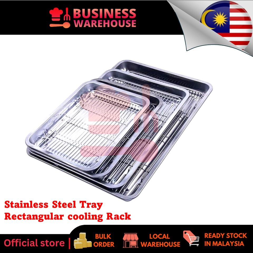 Stainless Steel BBQ Plate Cooling Tray With Rack / Oil Drain Tray ...