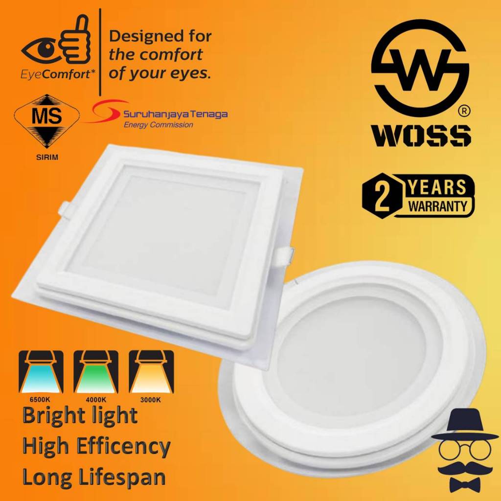 WOSS 12w & 18w Glass LED Down Light LED Panel Light Recessed Daylight ...