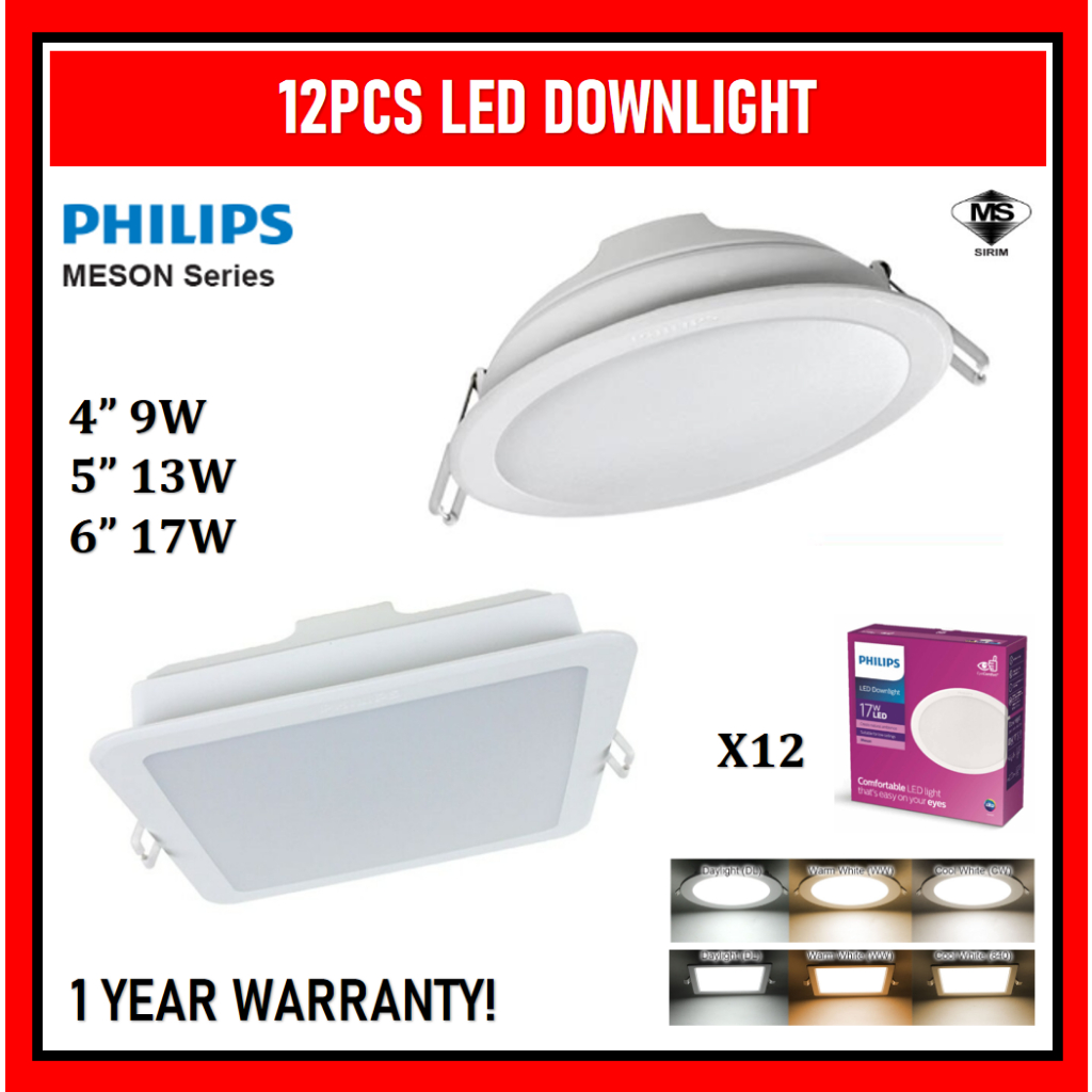 [12PCS] PHILIPS MESON 59466 6" 17W / 59464 5" 13W / 59449 4" 9W LED DOWNLIGHT | Shopee Malaysia
