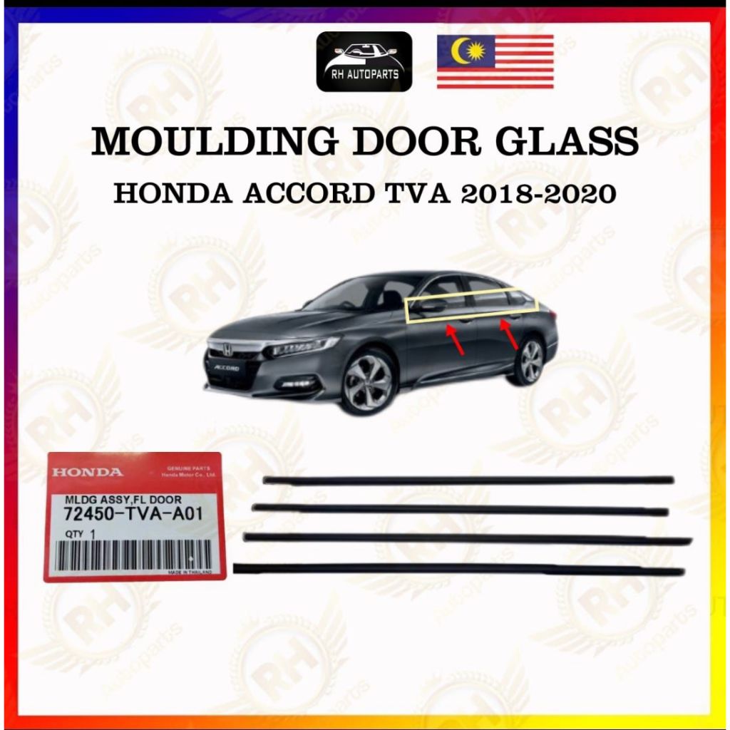 Honda Accord TVA 2018-2020 Door Glass Moulding BLACK Rubber Door Glass ...
