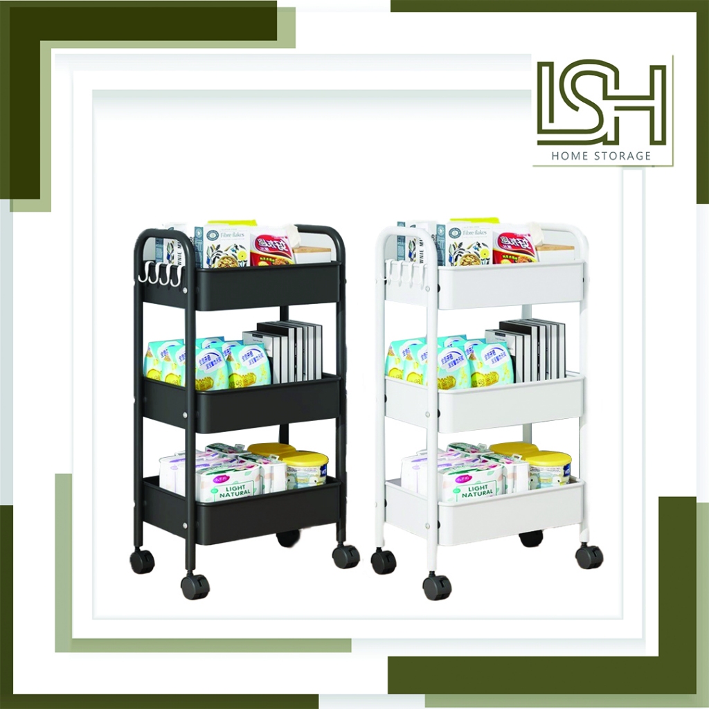 LSH Multifunction 3 Tier Storage Rack Storage Rack Trolley With Plastic ...