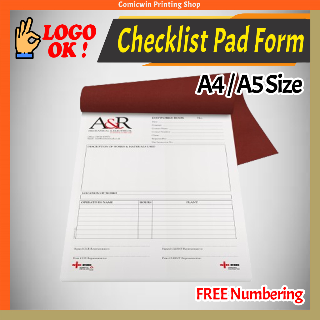 Enquiry Form Printing (80gsm Writable Paper) Checklist Survey Beauty ...