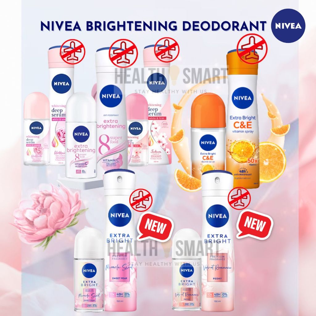 NIVEA Female Deodorant Roll On / C&E / Hokkaido Rose / Sakura / Extra ...