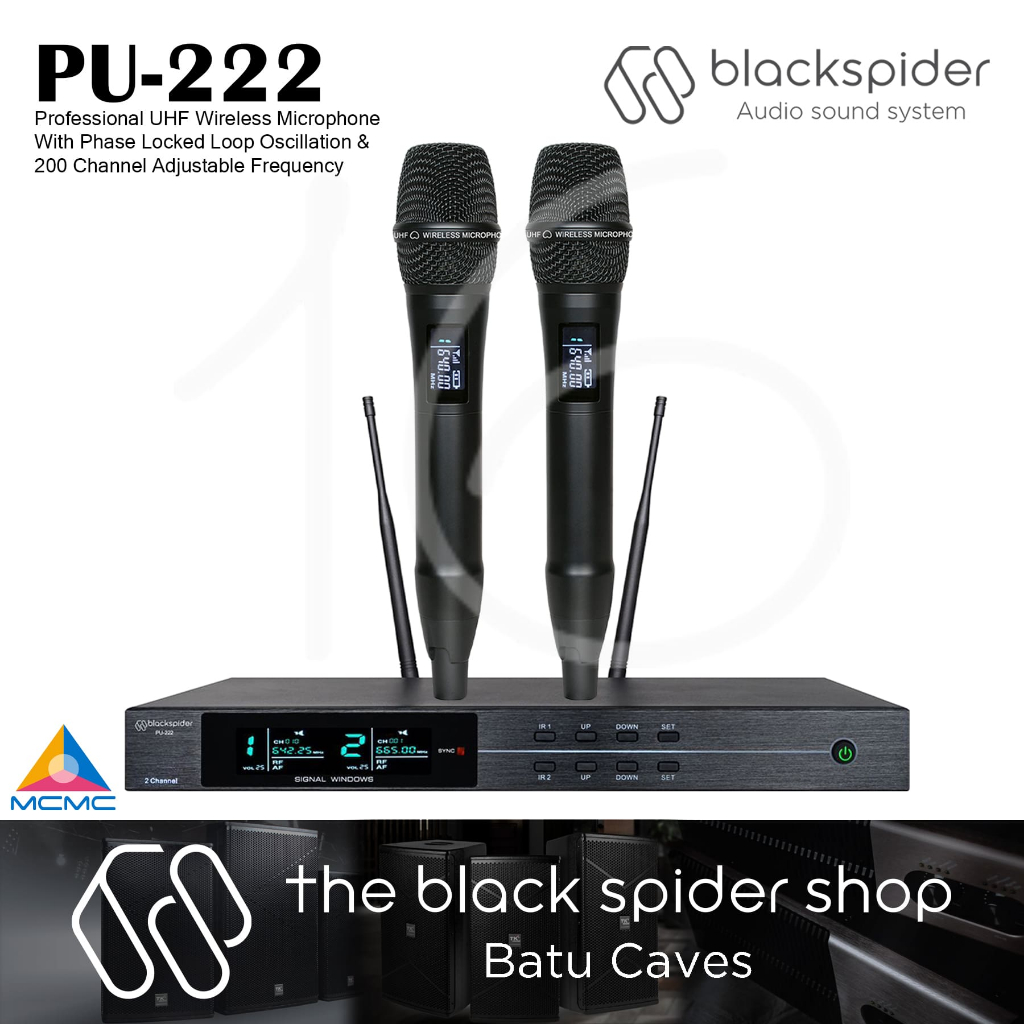 Black Spider PU-222 UHF Wireless Microphone with Phase Locked Loop ...