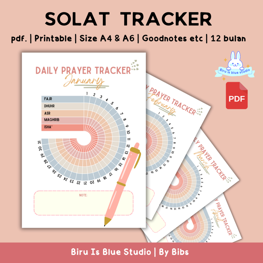 [pdf] Solat tracker digital and printable size A4/A6 by Bibs | Shopee ...