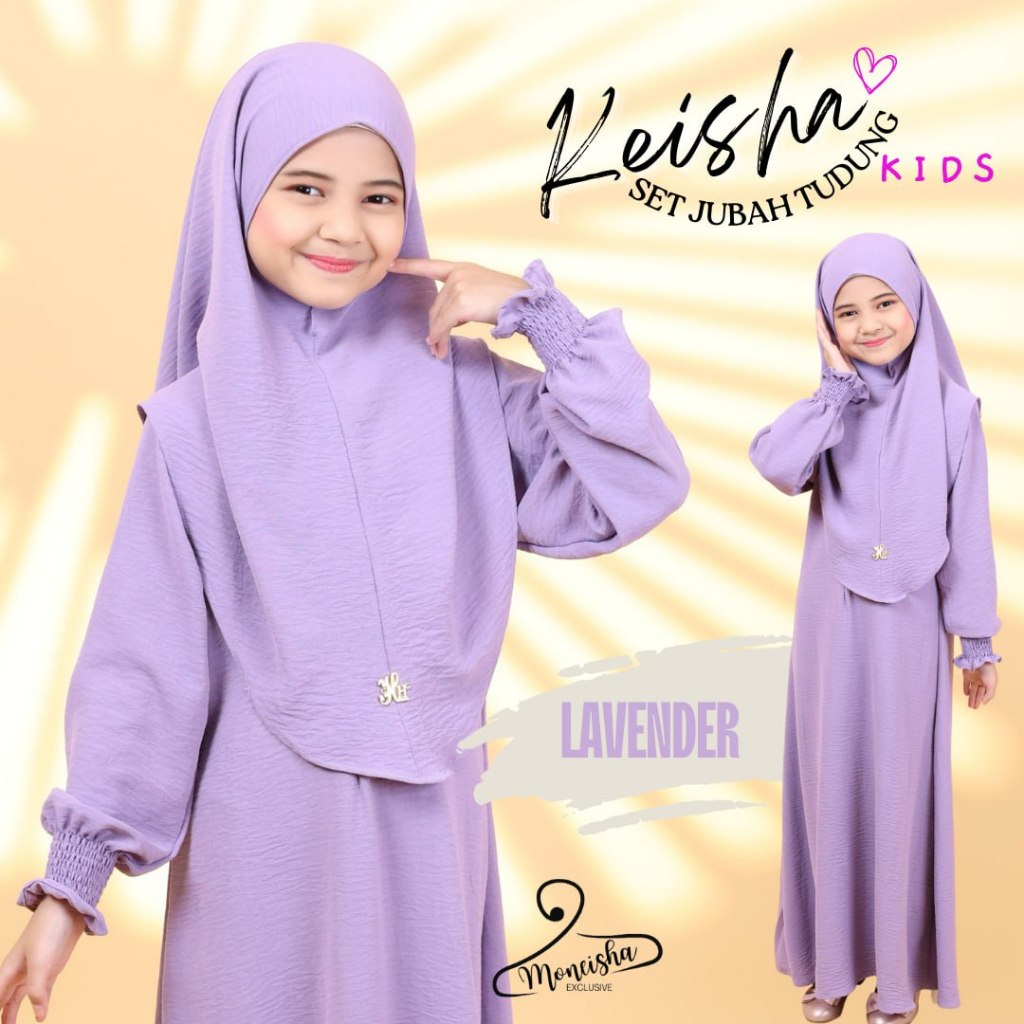 Keisha Set Jubah Tudung Kids | Kain Cey Crepe Ironless | With Free Tudung Sarung + Cantik Design ...