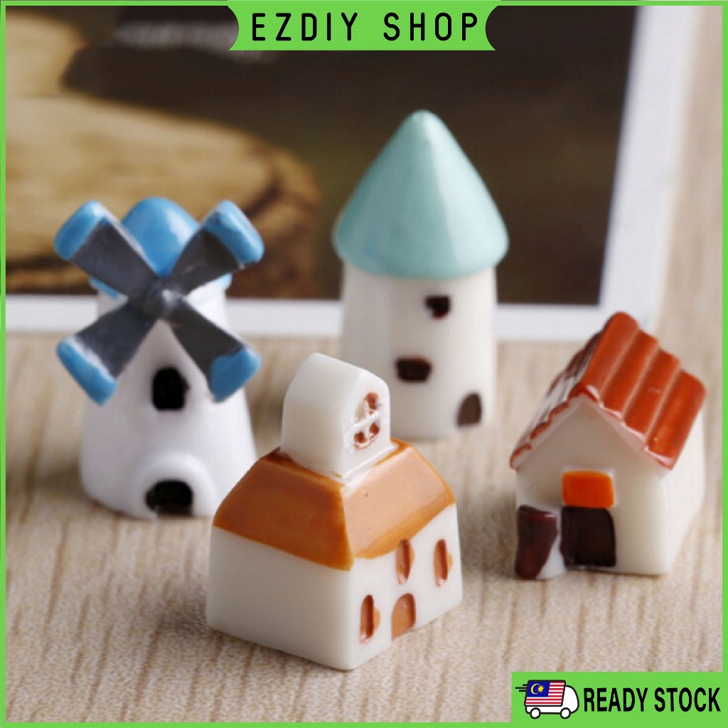DIY Cute Windmill House Mini Garden Plant Decor Micro Dollhouse ...