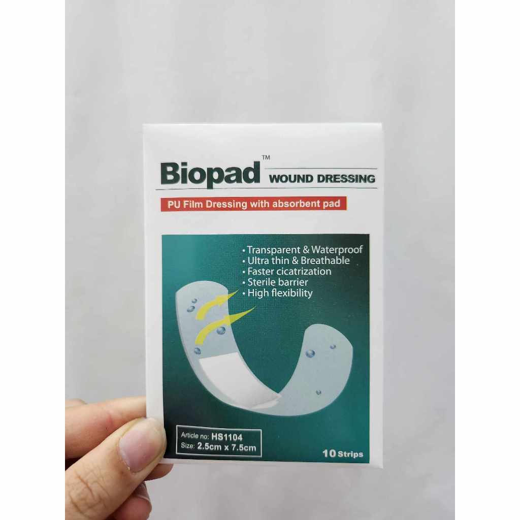 BIOPAD WOUND DRESSING 2.5cm x 7.5cm 10strips (pu film dressing with ...