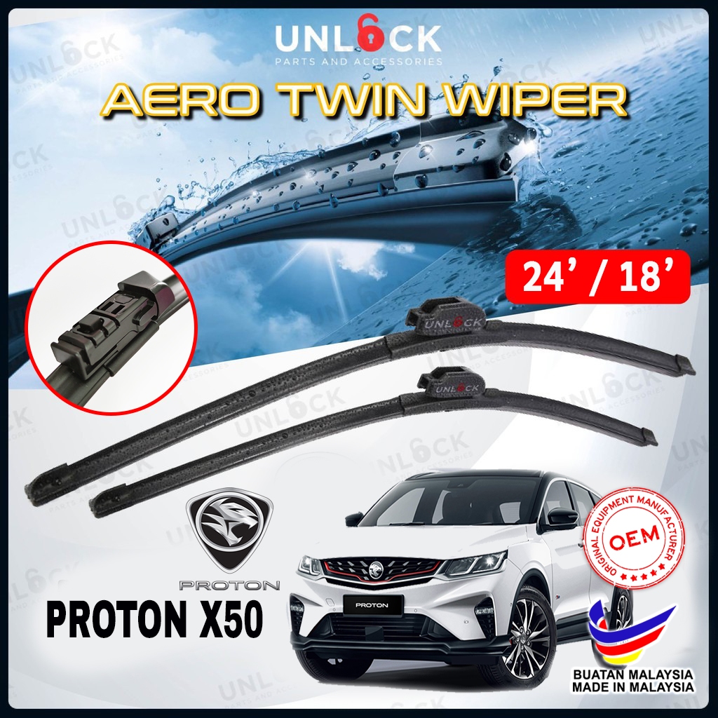 UNLOCK 🔓 PROTON X50 | High Quality Twin Aero Wiper Kereta Wiper (24 ...