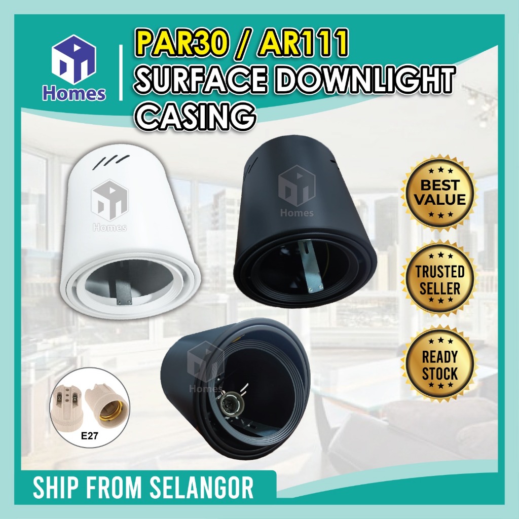 Surface Downlight Casing Down Light 6" E27 PAR30/AR111 Black/ White ...