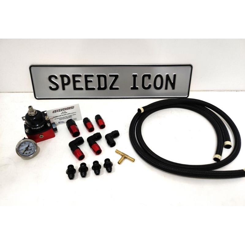 FUELAB Fuel Pressure Regulator with Setting Meter Hose & Fitting Set 15 ...