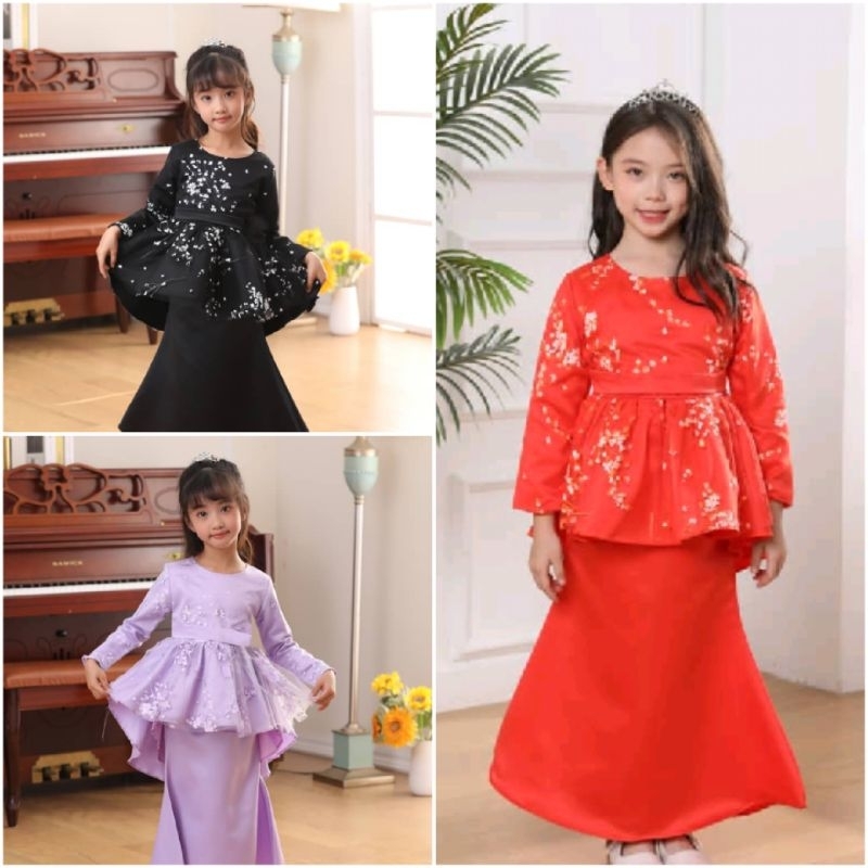 Baju Kurung Moden Budak Perempuan Peplum Orange Brick Princess Dress ...