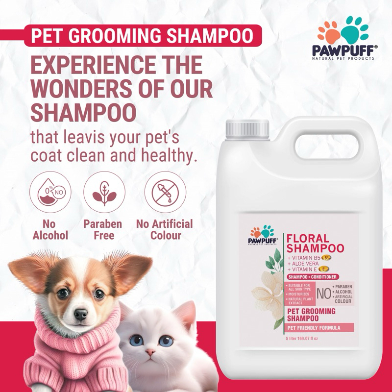 PAW PUFF FLORAL PET GROOMING SHAMPOO 5 liter | Shopee Malaysia
