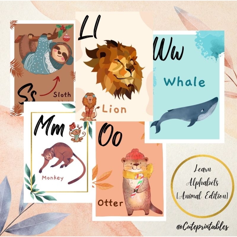 [PDF] Undated Digital Printable Learn Alphabets A to Z ( Animal Edition ...