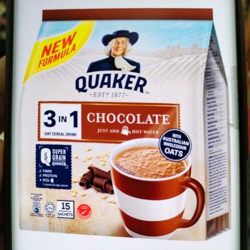 Quaker 3in1 oat Drink chocolate 15 sachets x28G | Shopee Malaysia