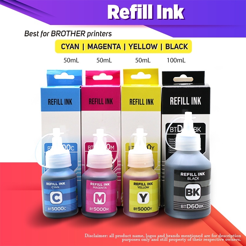 Refill Ink for T-Series BROTHER Printer T300 T310 T500W T510W T700 ...