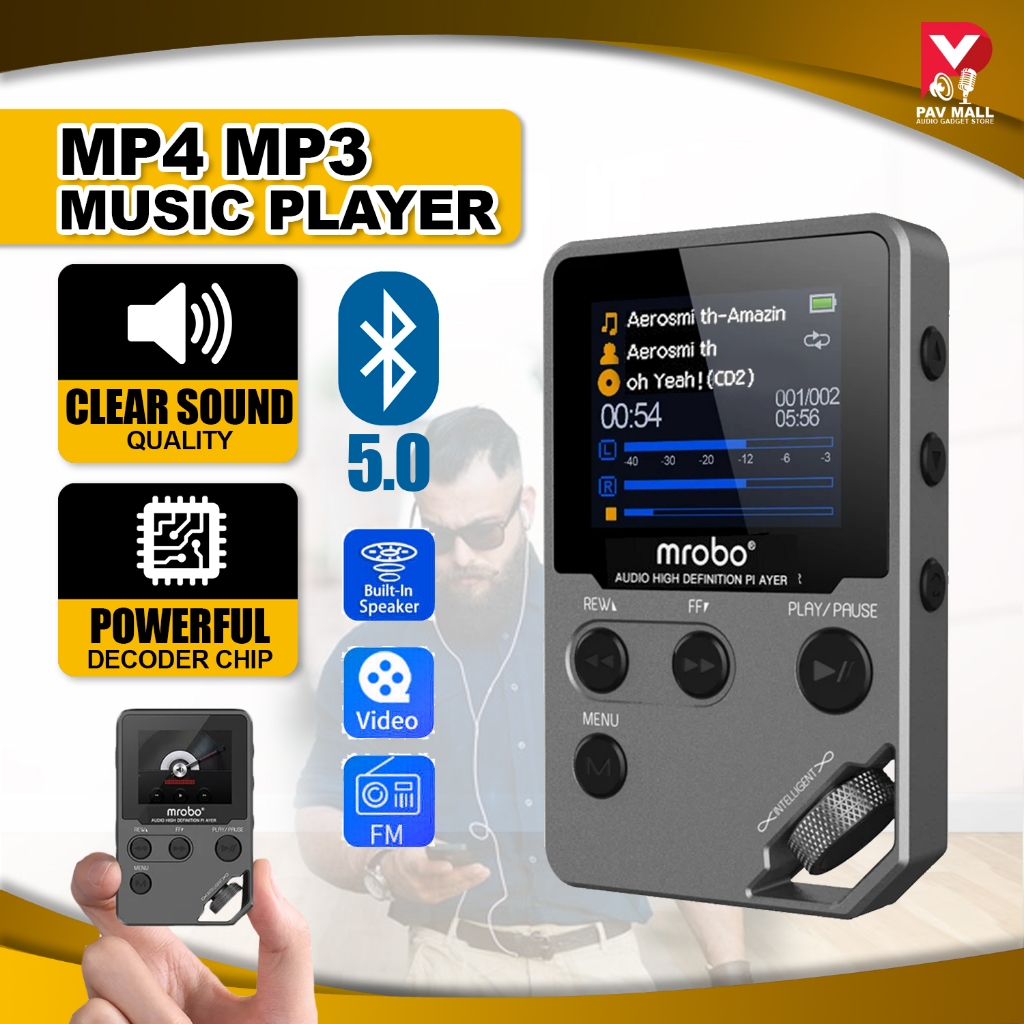 MROBO Mp3 Mp4 Music Player Bluetooth | Audio Video Walkman Speaker ...