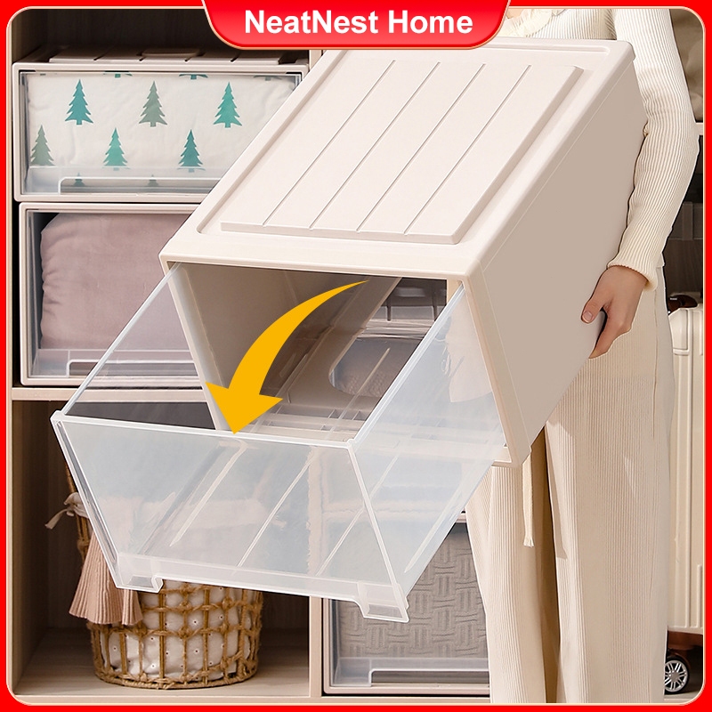 Transparent Drawer Storage Boxes Home Dust-Proof Clothes Kotak Simpan ...
