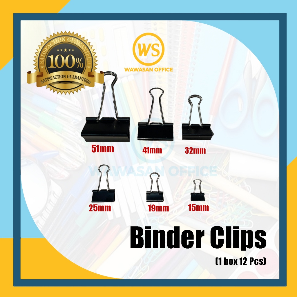 Binder Clip / Double Clip / Paper Clip / Paper Clamp - 15mm / 19mm / 25mm / 32mm / 41mm / 51mm ...